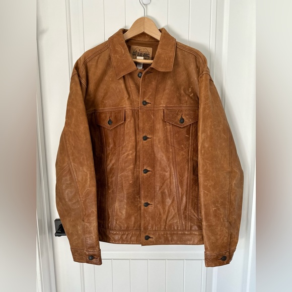 GAP | Jackets & Coats | Vintage Gap 8s 90s Brown Leather Trucker Jacket ...